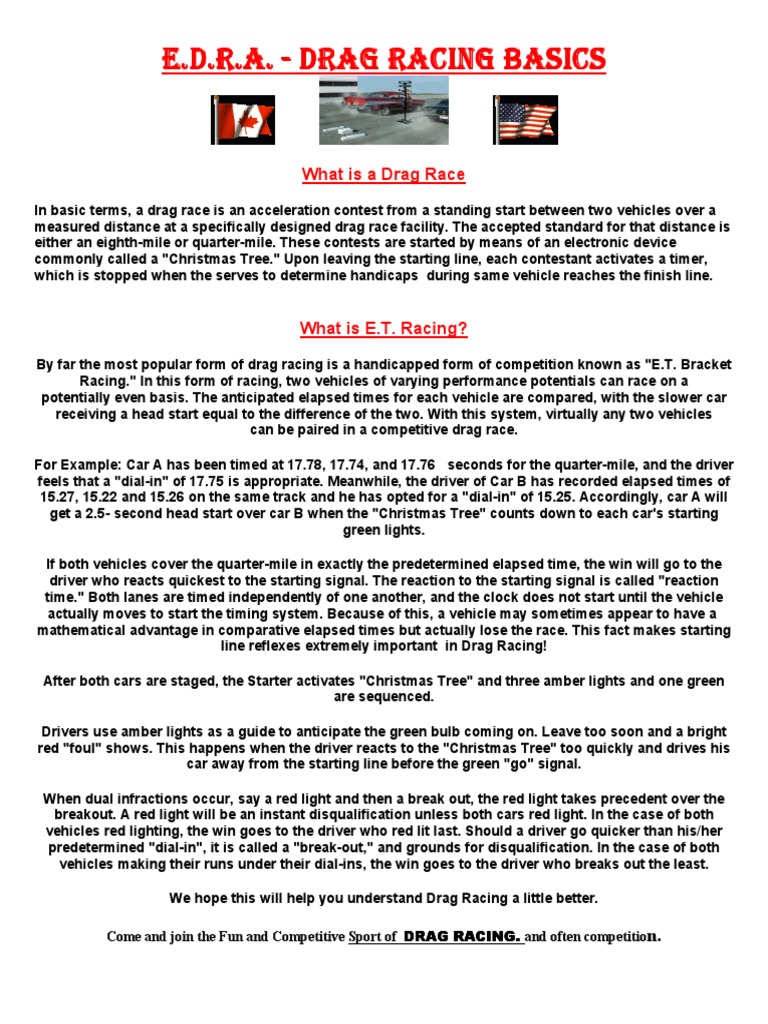 E.D.R.A. E.D.R.A. E.D.R.A. E.D.R.A. - Drag Racing Basics Drag Racing ...