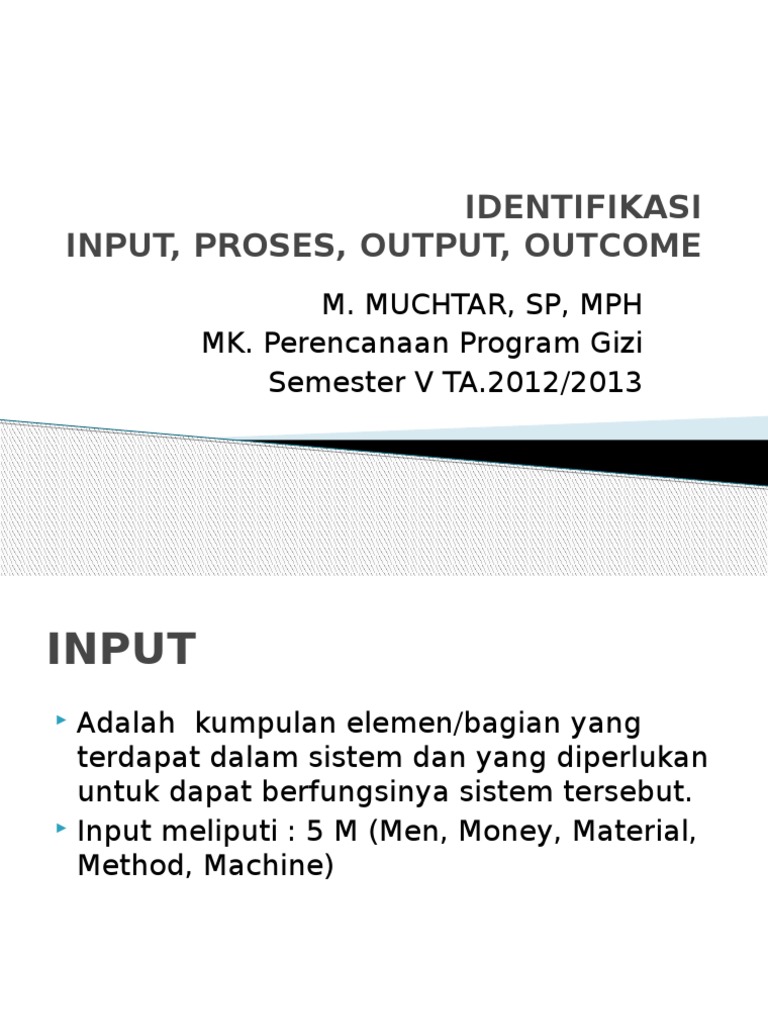 IDENTIFIKASI Input Proses Output Outcome | PDF