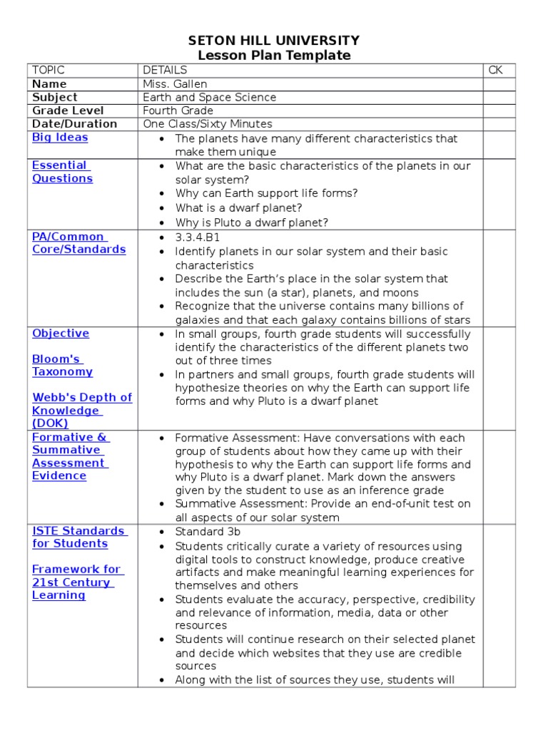 Lesson Plan 2 | PDF | Pluto | Planets
