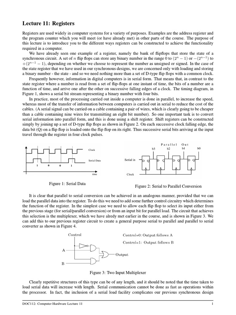 Lecture 11: Registers: DOC112: Computer Hardware Lecture 11 1 | PDF
