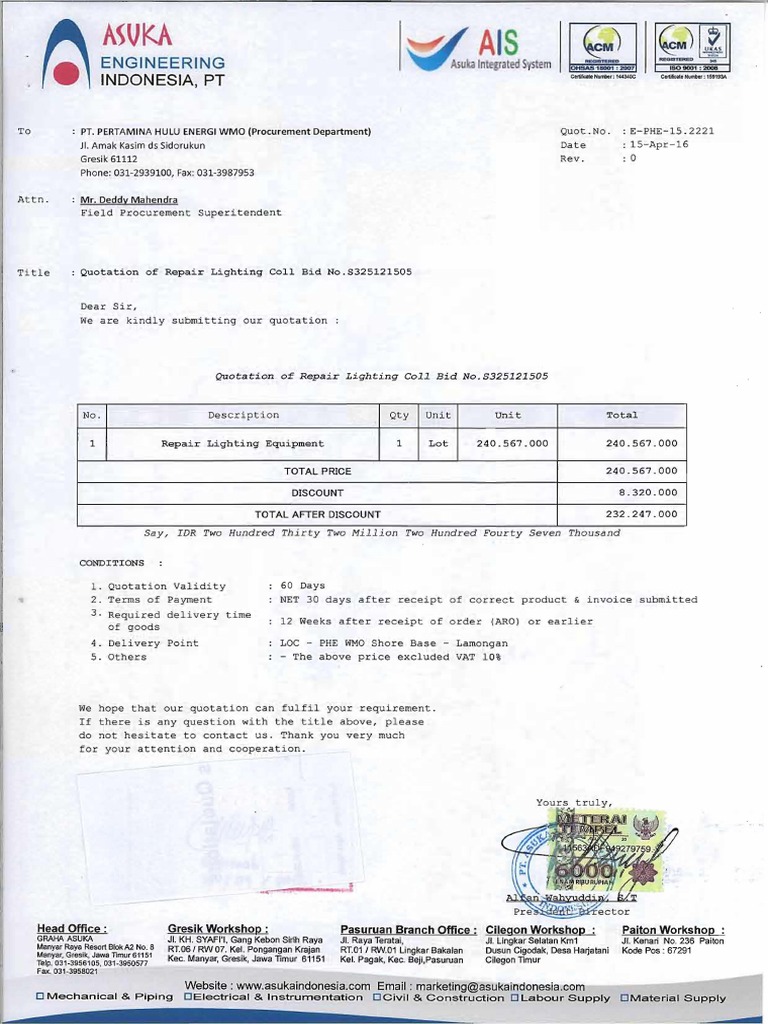 Quotation Repair Lighting | PDF