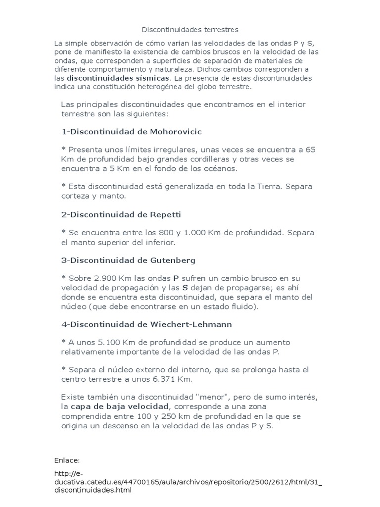 Discontinuidades Terrestres | PDF | Manto (geología) | Estructura de la ...