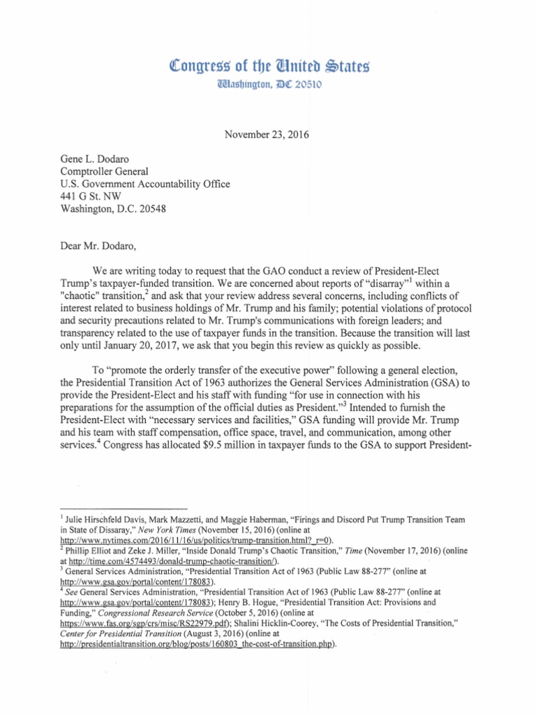 Elizabeth Warren and Elijah Cumming's Letter To The Comptroller General ...