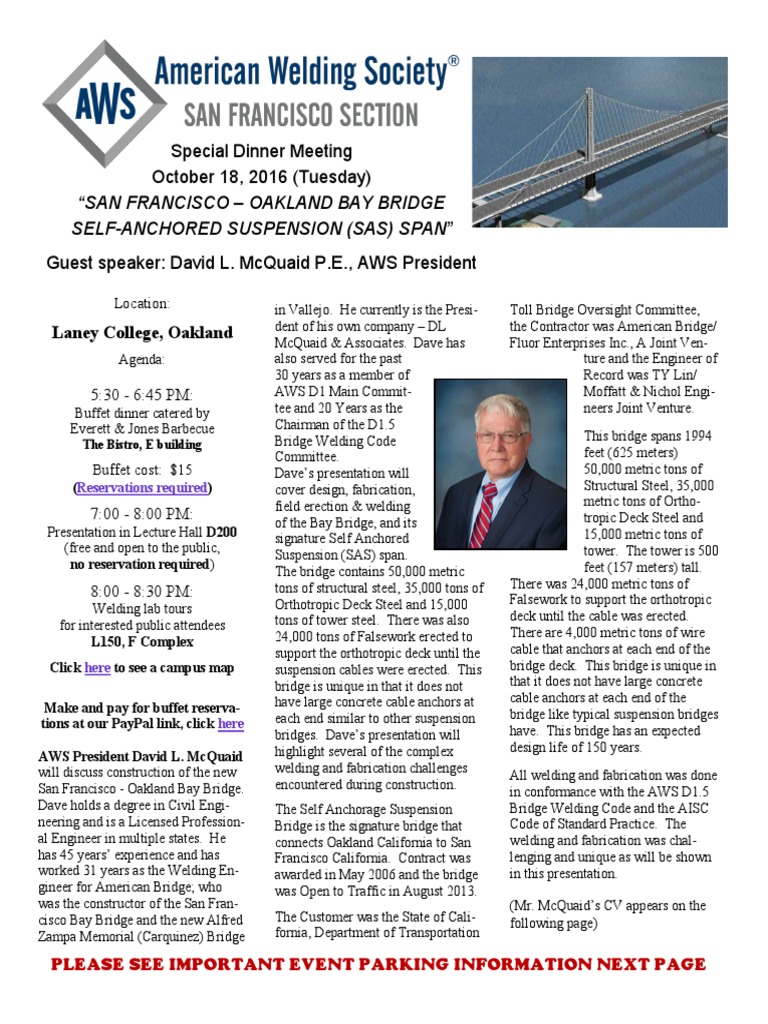 San Francisco - Oakland Bay Bridge Self-Anchored Suspension (Sas) Span ...