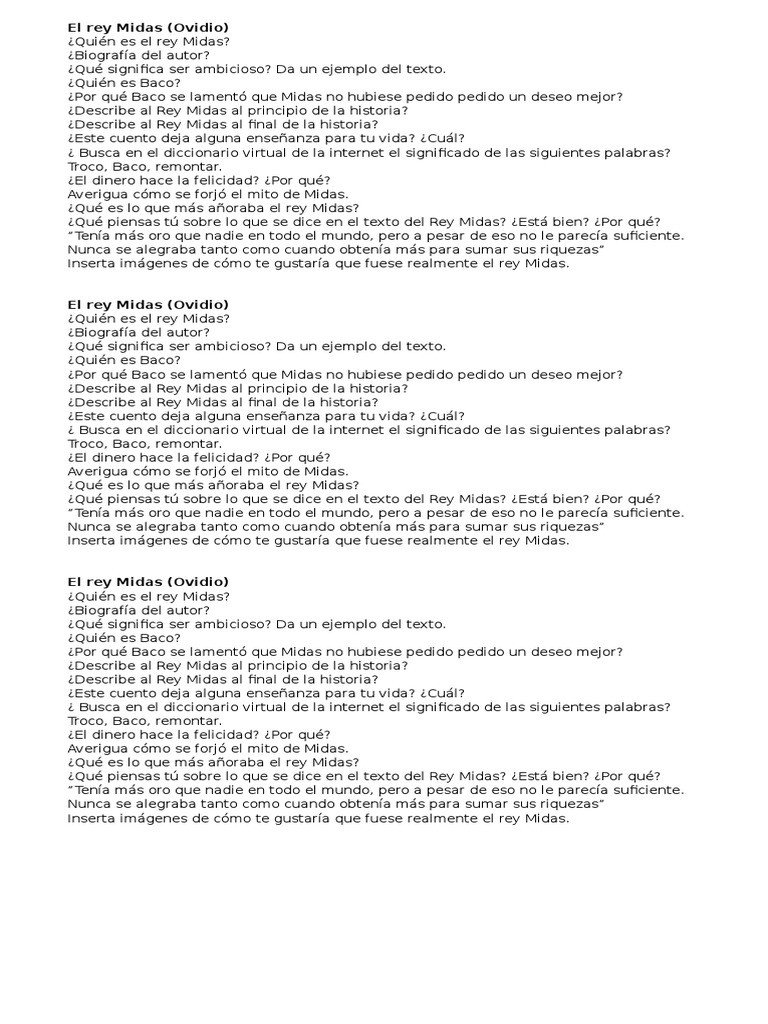 El Rey Midas | PDF | Dioniso