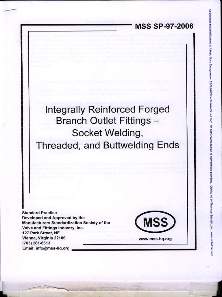 I Ntegrally Reinforced Forged Branch Outlet Fittings - Socket Welding ...