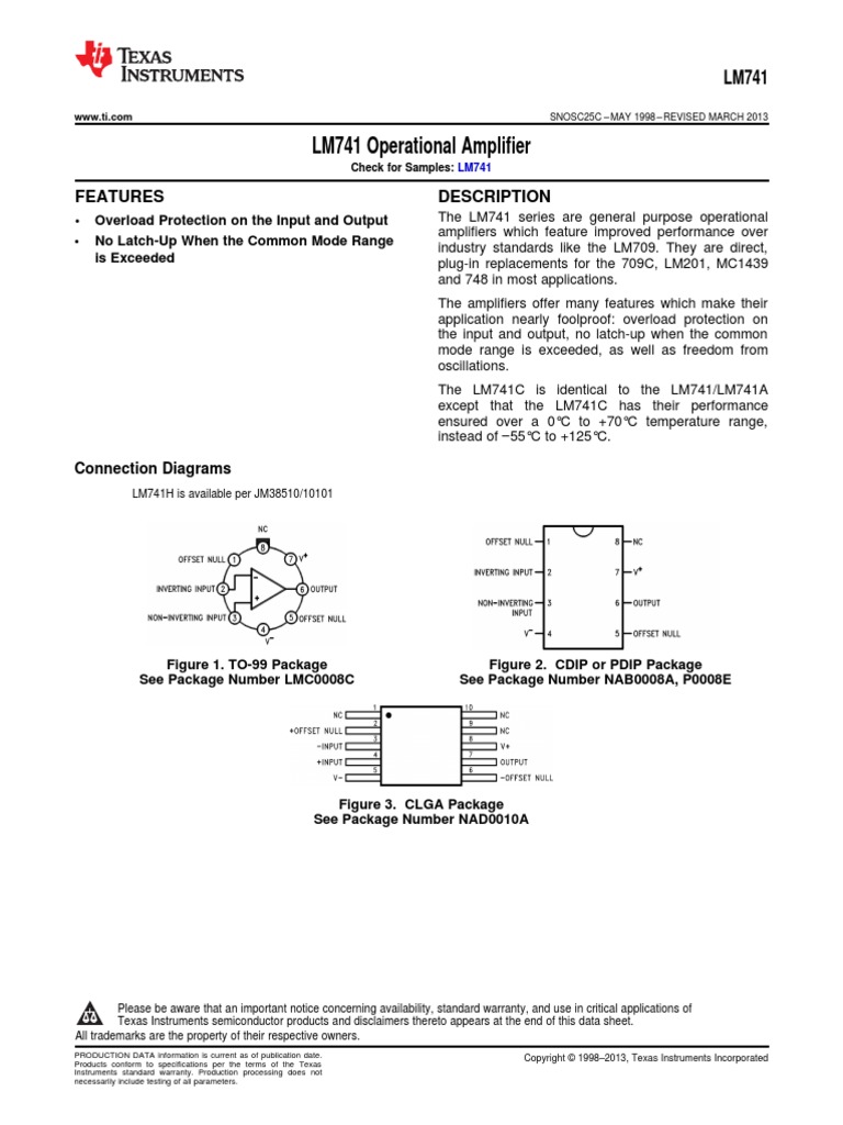 lm741 PDF | PDF | Operational Amplifier | Computer Engineering