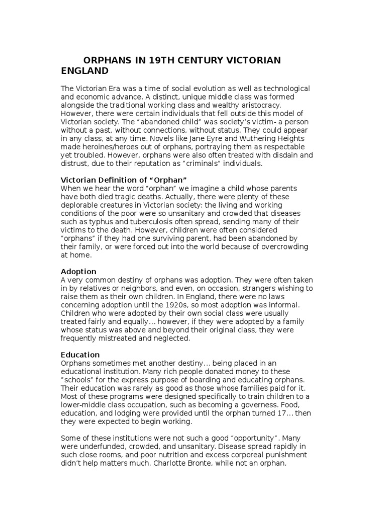Orphans in 19Th Century Victorian England: Victorian Definition of ...