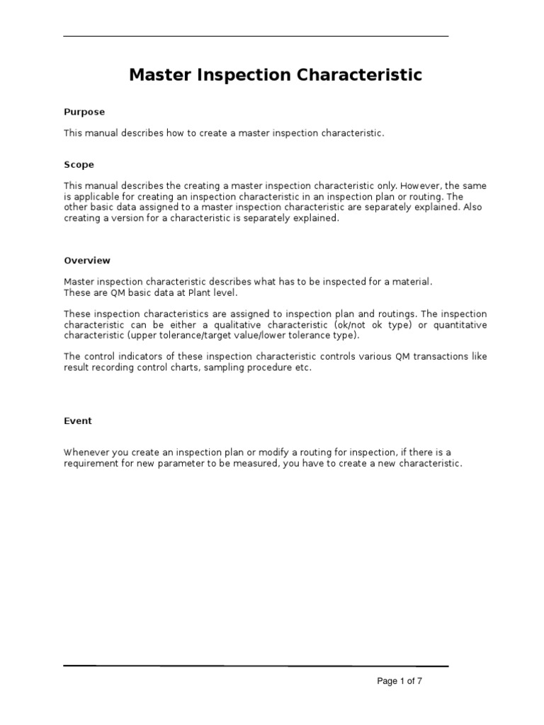 47 QM-013 Master Inspection Characteristics | PDF | Computing | Software