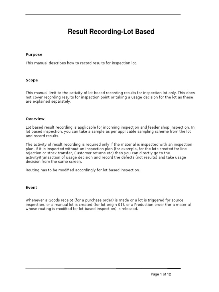47 QM-020 Result Recording - Lot Based | PDF | Sampling (Statistics ...