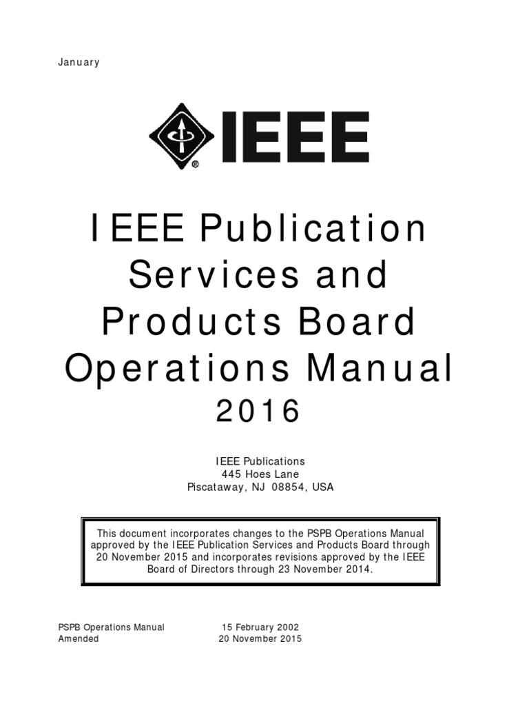 IEEE Publication Services and Products Board Operations Manual ...