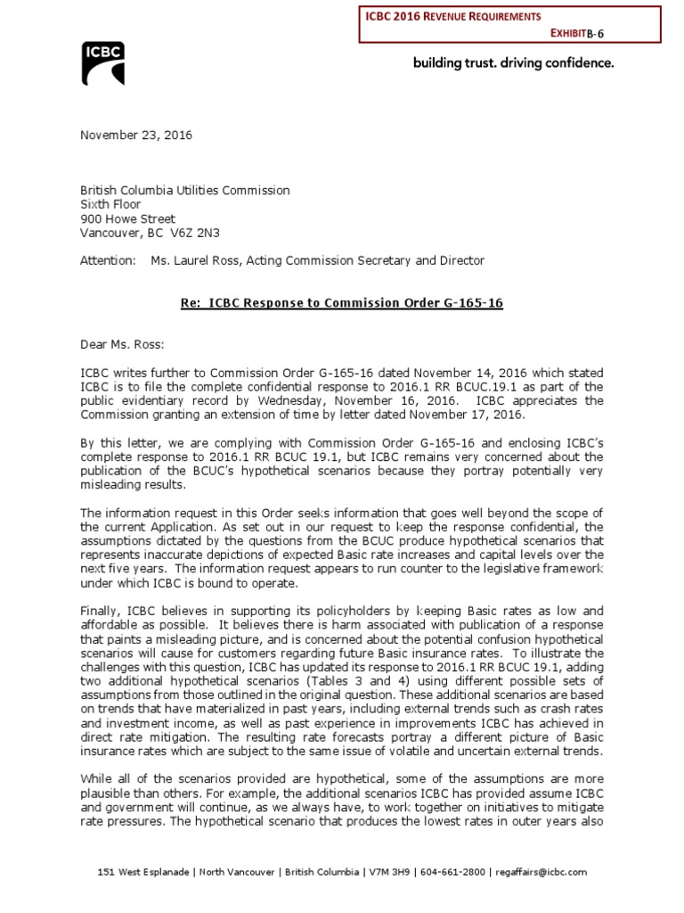 B 6 Icbc Response To Ex A 9 | PDF | Fiscal Year | Insurance