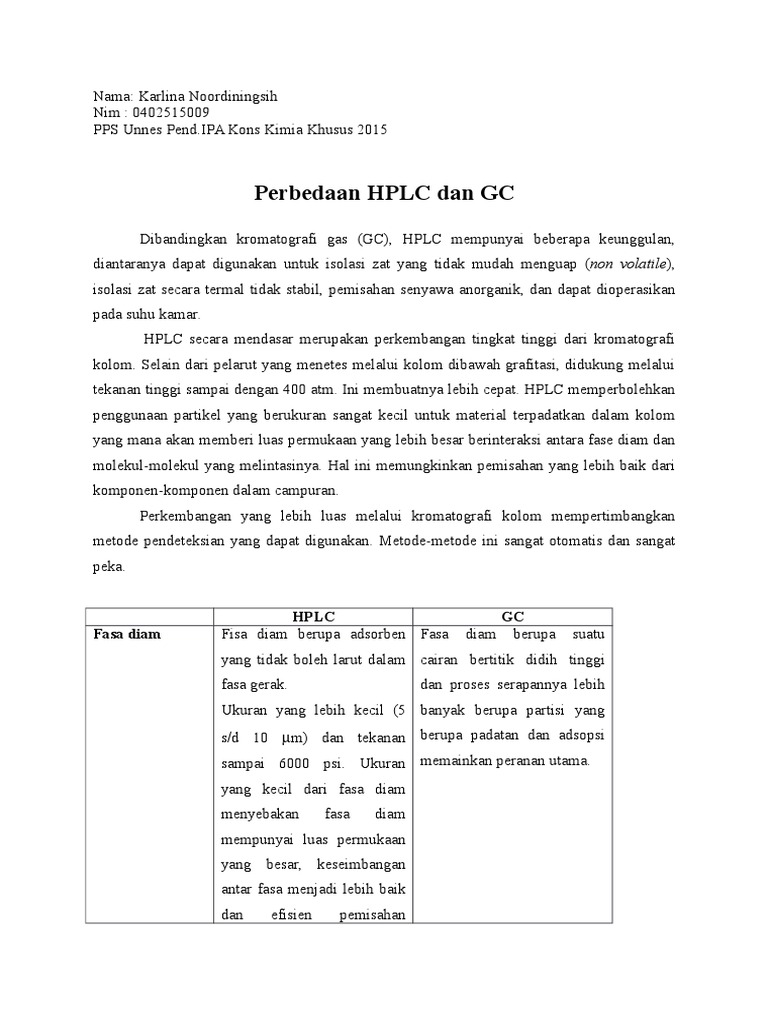 Perbandingan HPLC dan GC dalam Analisis | PDF