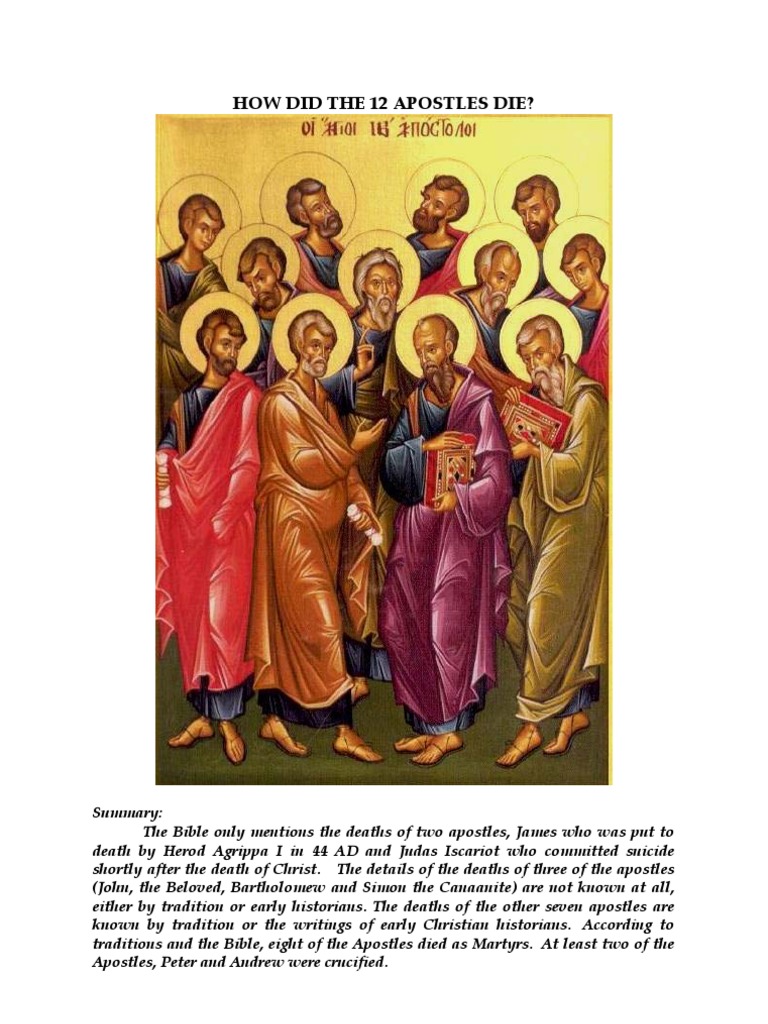 Deaths of the 12 Apostles Explained | PDF | Saint Peter | John The Baptist