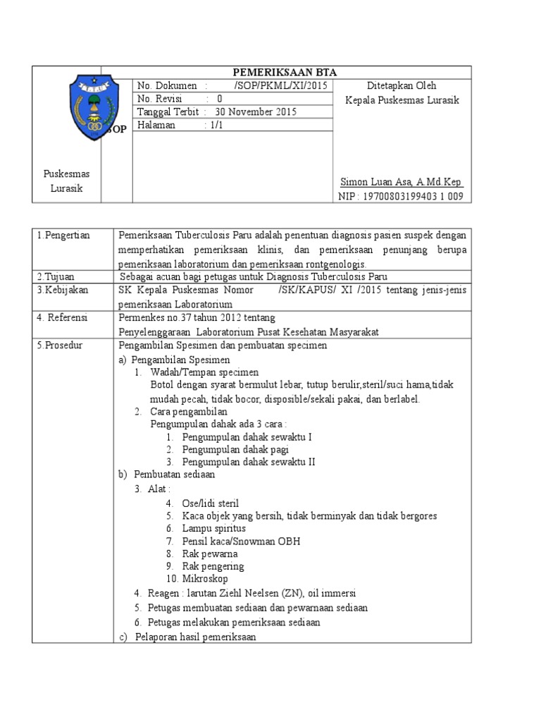 SOP Laboratorium | PDF