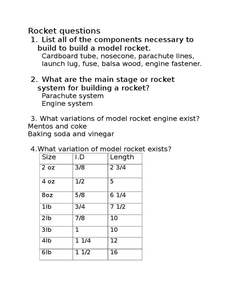 Rocket Questions | PDF