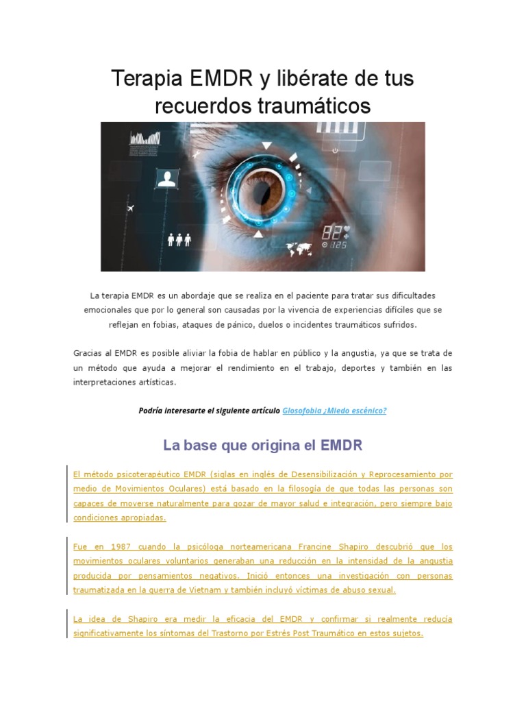 EMDR - Terapia EMDR y Libérate de Tus Recuerdos Traumáticos | Desensibilización y ...