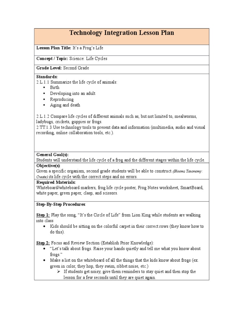 Technology Integration Lesson Plan: (Blooms Taxonomy: Create) | PDF ...