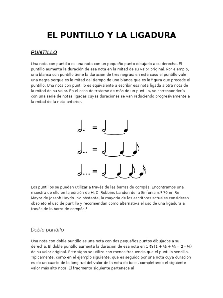 El Puntillo y La Ligadura | PDF | Elementos de la música | Notación