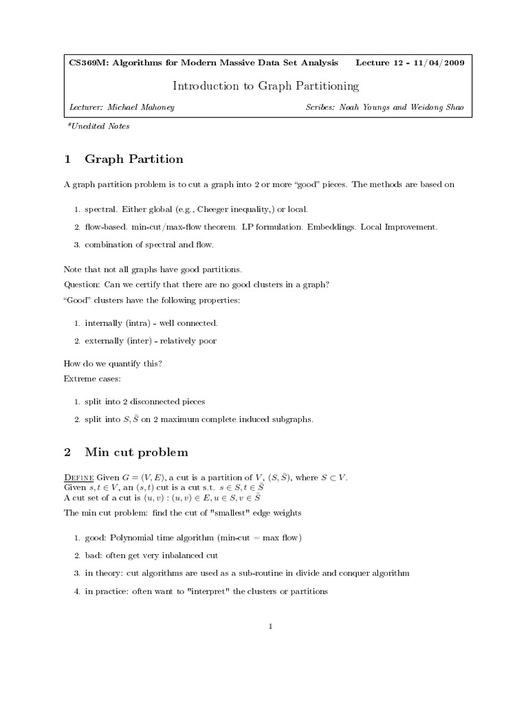 Introduction To Graph Partitioning | PDF | Combinatorics | Algorithms ...
