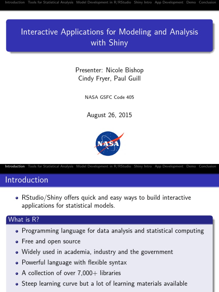 Interactive Applications For Modeling and Analysis With Shiny | PDF | R (Programming Language ...