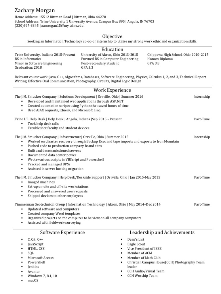 Zac Morgan Resume 2016 | PDF