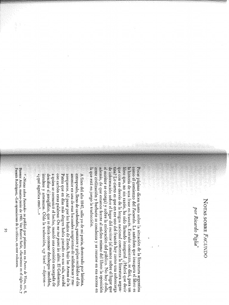 Piglia - Notas Sobre Facundo PDF | PDF