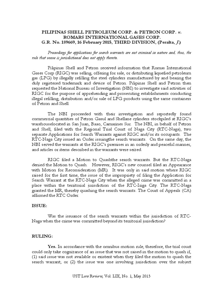 Pilipinas Shell Petron vs. Romars Intl Gases Corp | PDF | Search ...