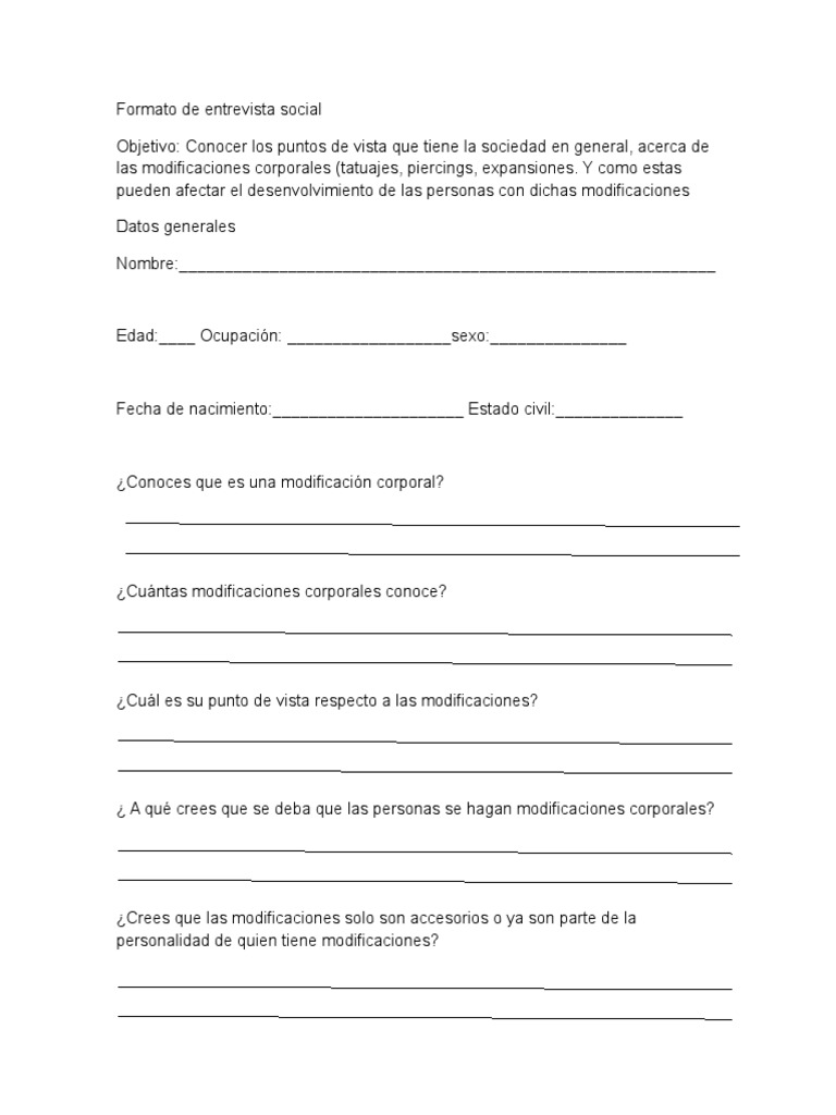 Formato de Entrevista Social