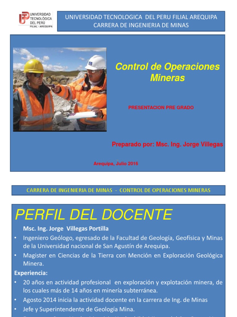 Presentaci N Control Operaciones Mineras | PDF | Minería | Mineralogía