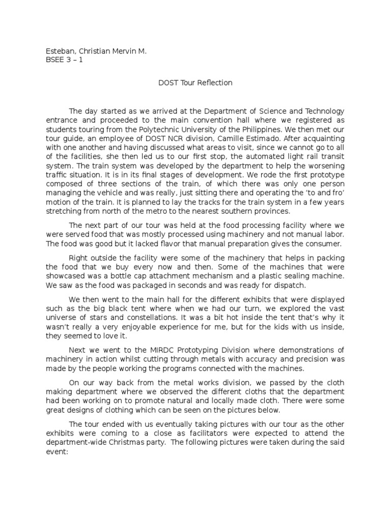 DOST Tour Reflection | PDF | Transport