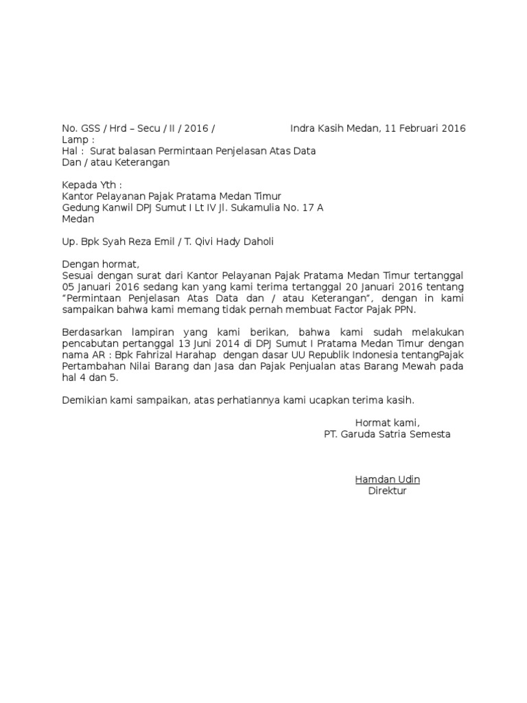 Surat Balasan Pajak | PDF