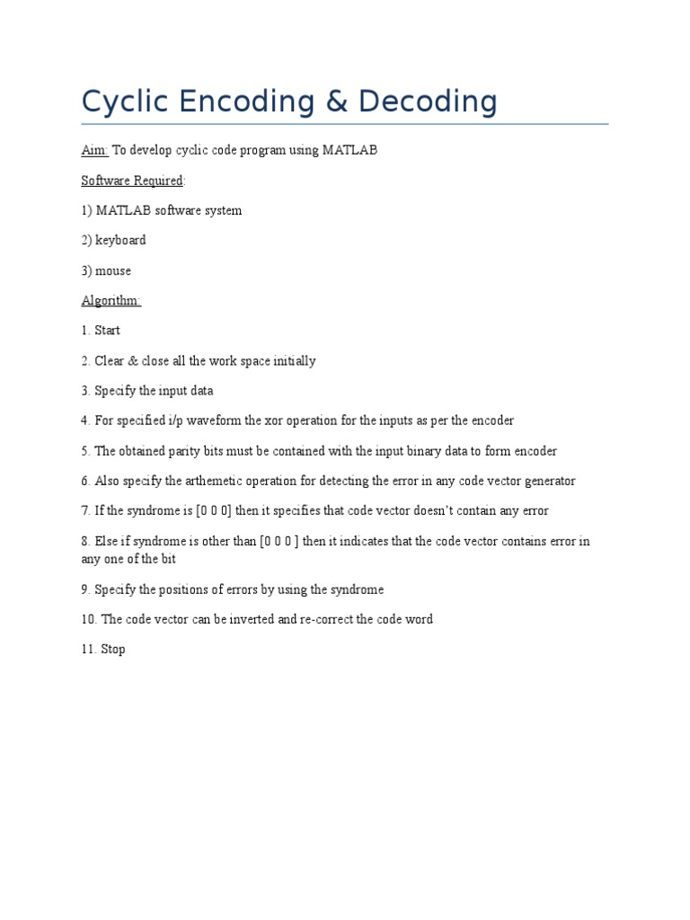 Cyclic Encoding | PDF