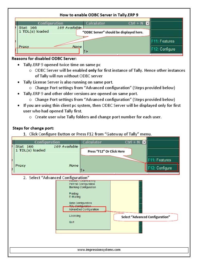 Enable ODBC Server in Tally.ERP 9 | PDF