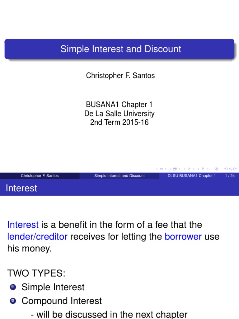 BUSANA1 Chapter1 - Simple Interest and Discount | PDF | Discounting ...