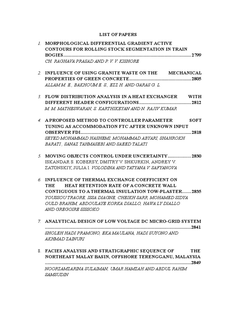 List of Papers | PDF