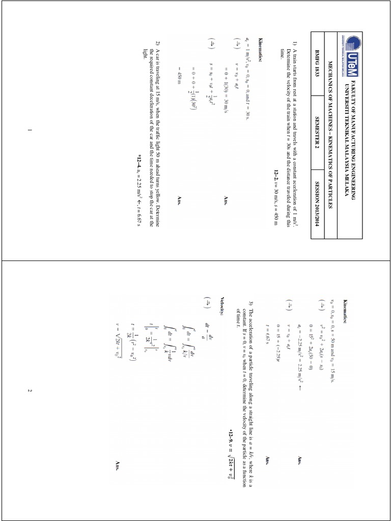Tutorial 1 Solution | PDF | Acceleration | Speed