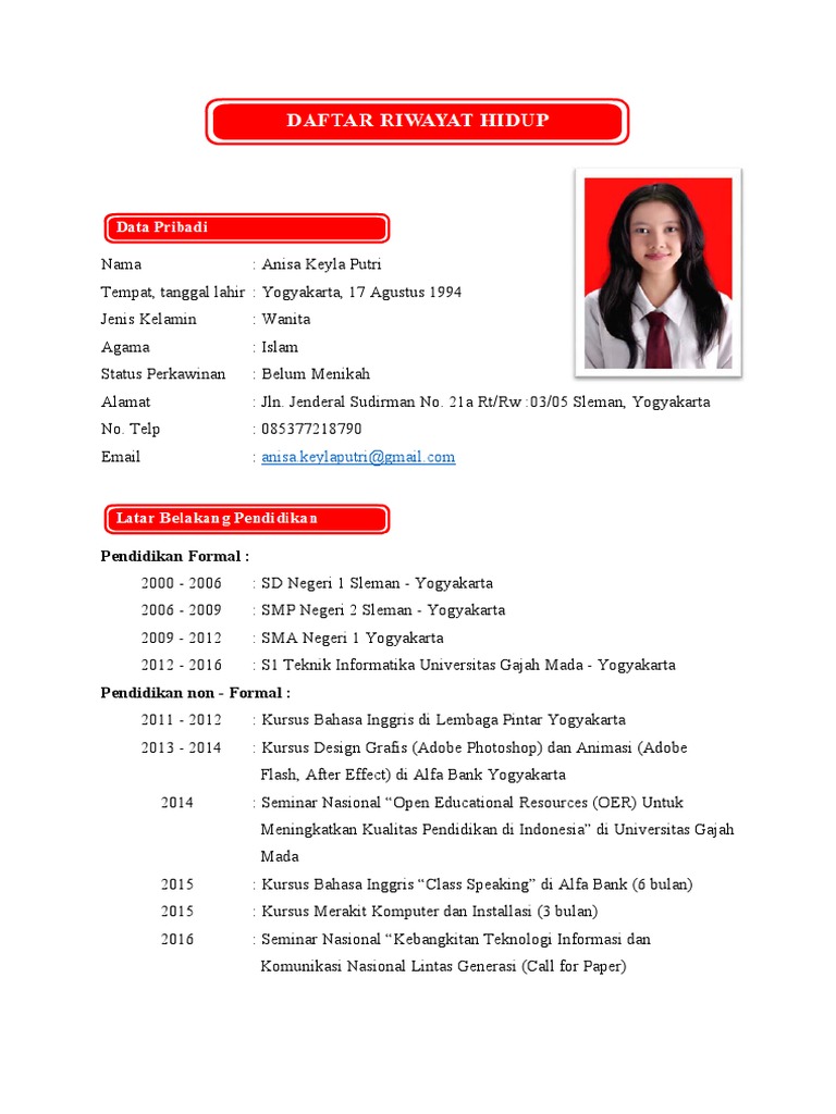 CV Anisa Keyla Putri | PDF | Komputer