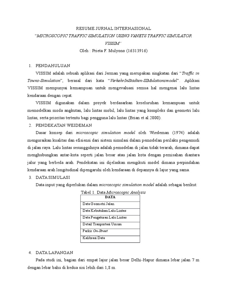 Resume Jurnal VISSIM | PDF