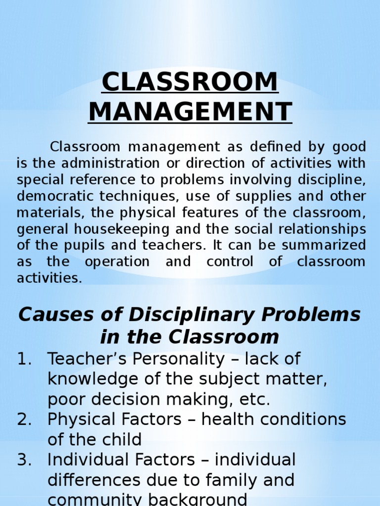 Classroom Management Strategies and Issues | PDF | Classroom Management ...