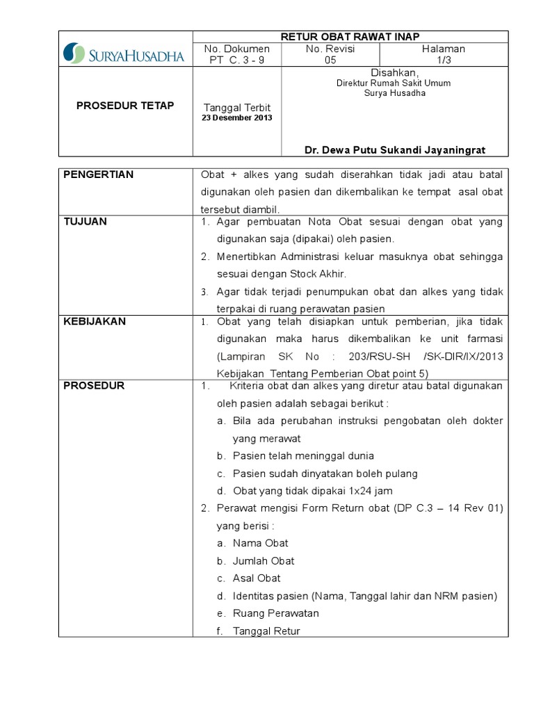 PT c.3-9 Retur Obat Rawat Inap | PDF | Pengembangan Diri | Kesehatan ...