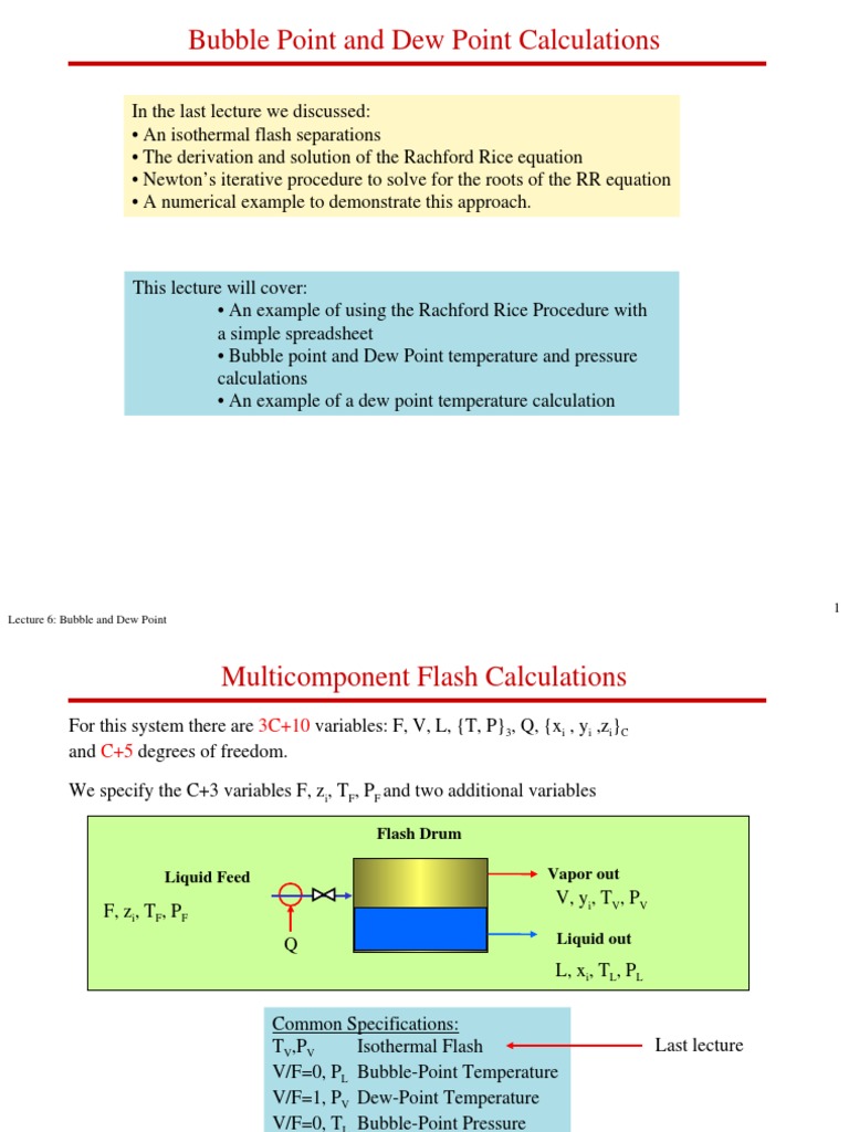 Bubble Point and Dew Point Calculations | PDF | Vapor | Physical Chemistry