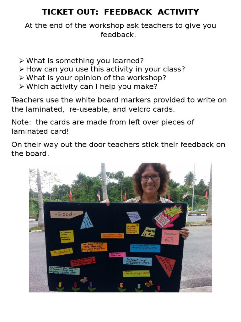 Ticket Out Velcro Feedback Pdf