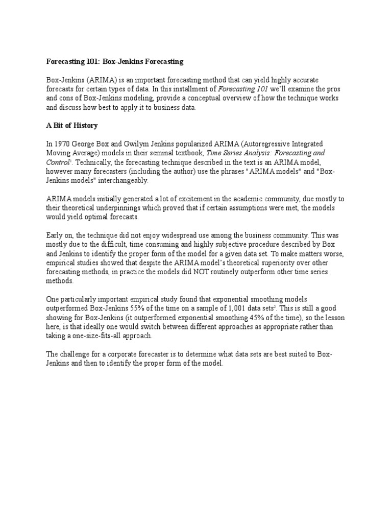 Forecasting 101: Box-Jenkins Forecasting: Control | PDF ...