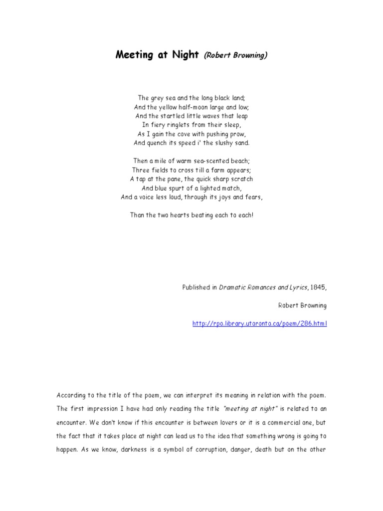Meeting at Night | Robert Browning | Poetry