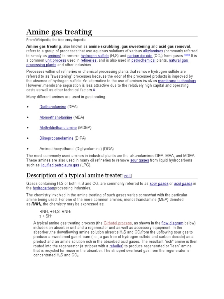 Amine Gas Treating: Description of A Typical Amine Treater | PDF ...
