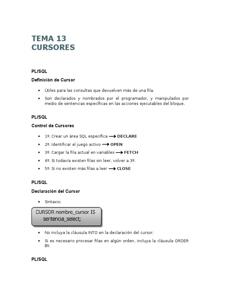 Cursores Oracle | PDF | Pl / Sql | Recuperación de información