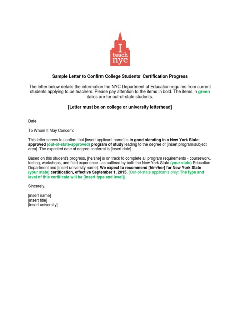 Sample Letter To Confirm Certification | PDF