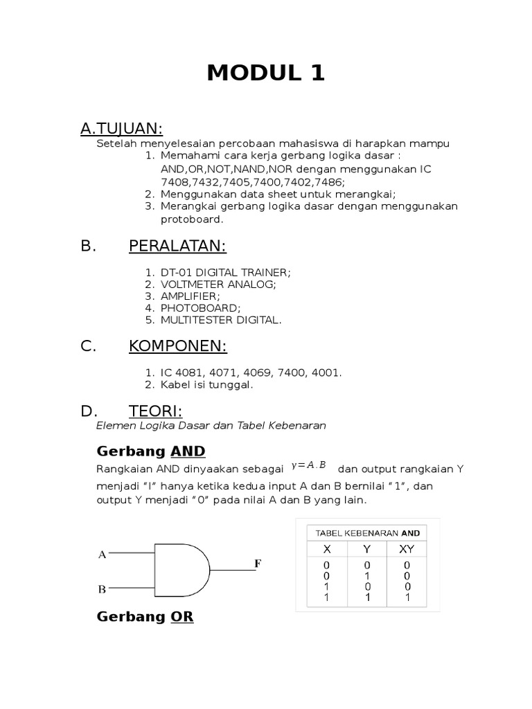 Laporan Praktikum Elektronika Digital Gerbang Logika | PDF