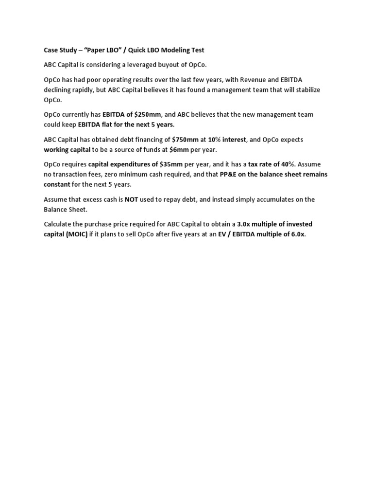 Quick LBO Modeling Test Guide | PDF